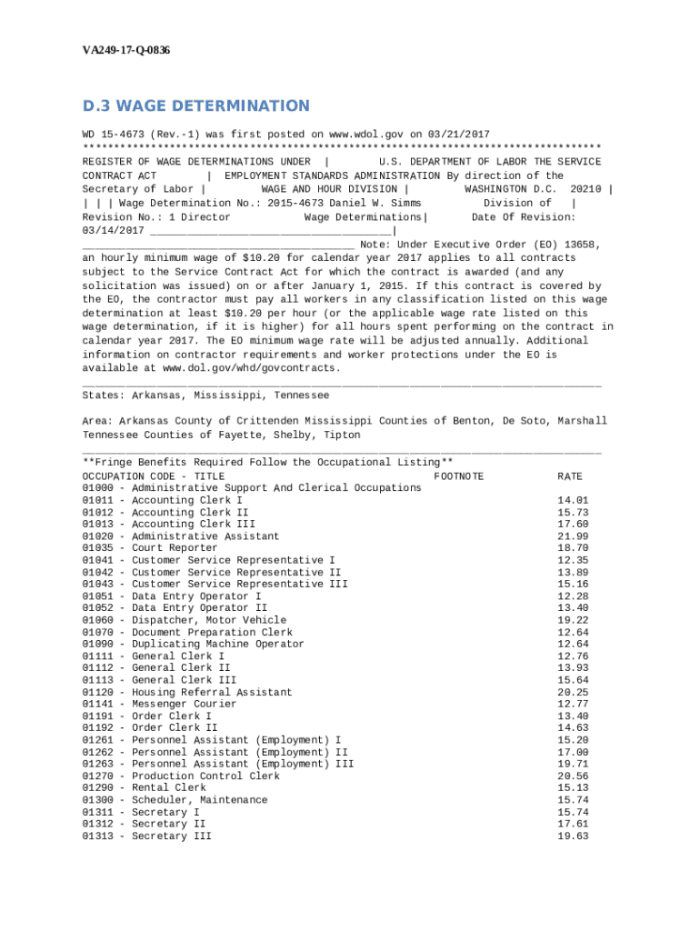 Wage Determinations Service Contract Act WD # 2017-0417 Doc Template ...