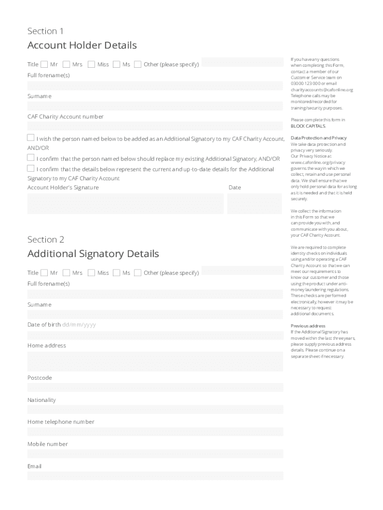 Fillable Online CAF Charity Account Support and Frequently Asked ... Fax Email Print - pdfFiller