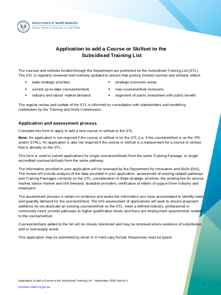 Application to add a course to the STL Doc Template | pdfFiller