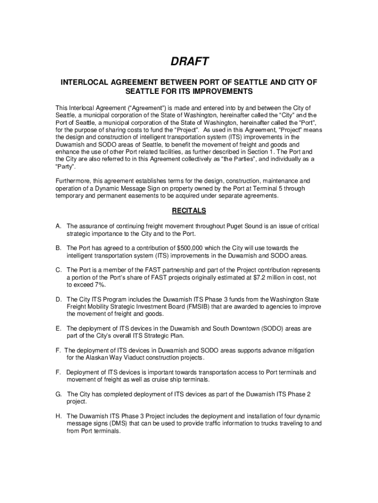 Fillable Online INTERLOCAL AGREEMENT BETWEEN PORT OF SEATTLE AND ...