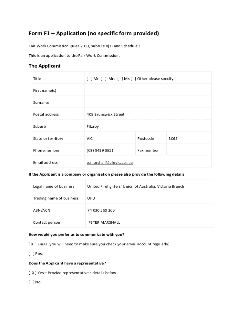 Fillable Online Form F1: Application Intractable Bargaining Declaration ...