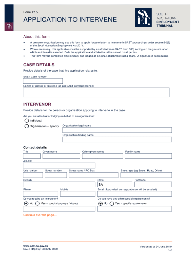Fillable Online Form 22 - Application to Intervene - Word Version DOCX ...