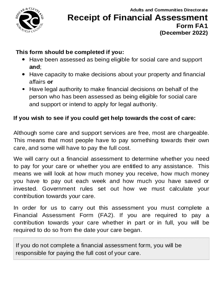 Financial assessment guidance Doc Template | pdfFiller