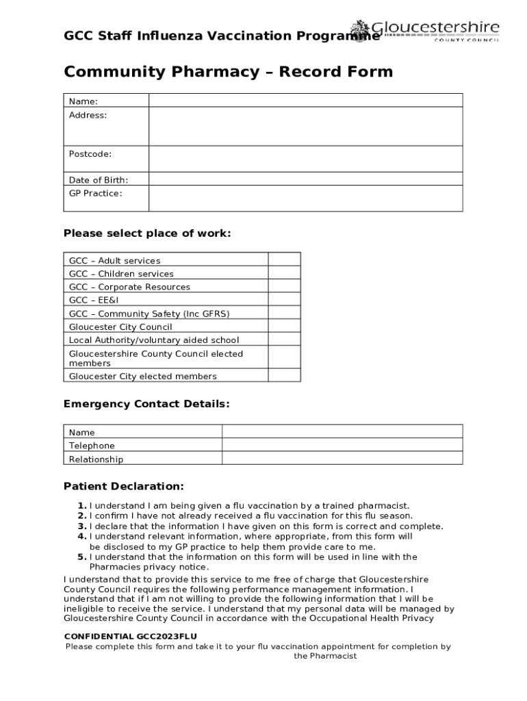 Community Pharmacy - Record Doc Template | pdfFiller