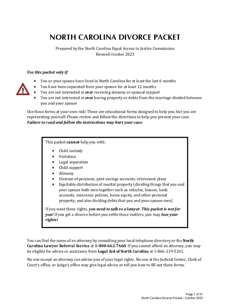 Fillable Online NC divorce: Online self-help packet helps couples get ...