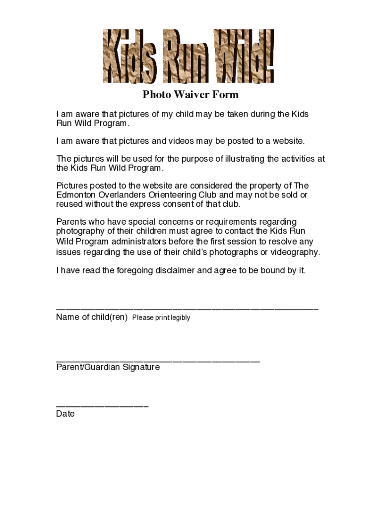 Fillable Online KRW Photo Waiver Form Fax Email Print - pdfFiller