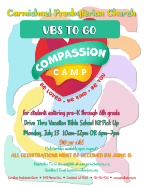 Fillable Online VBS TO GO Fax Email Print - pdfFiller