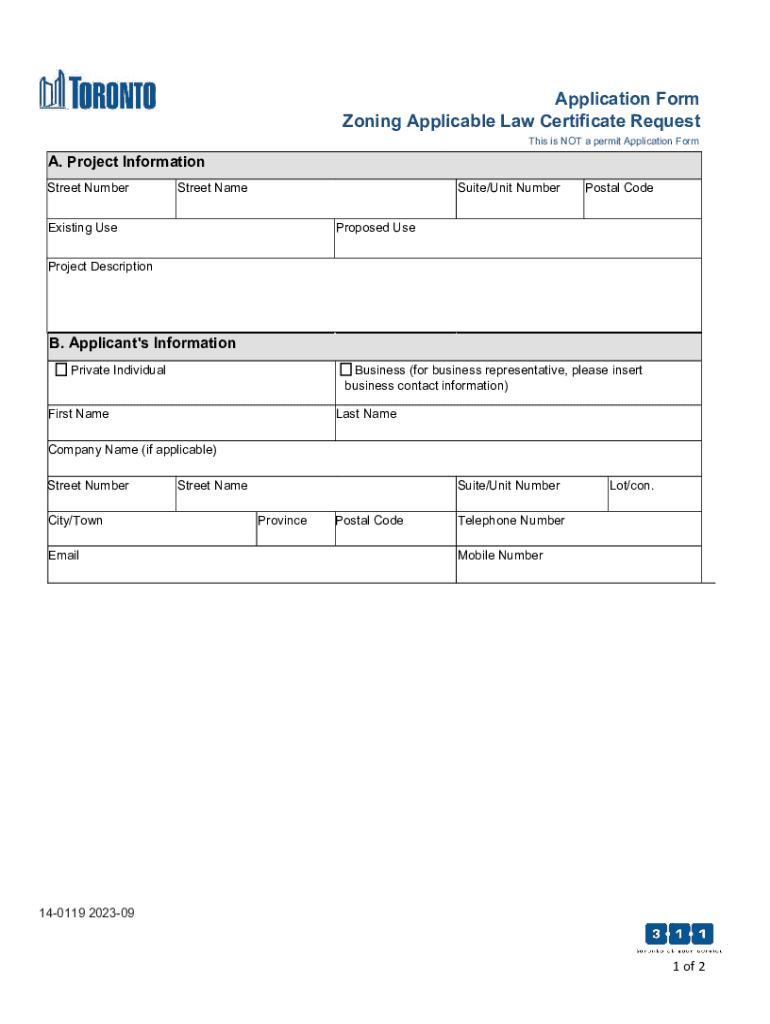 Fillable Online Application Form Zoning Applicable Law Certificate ...