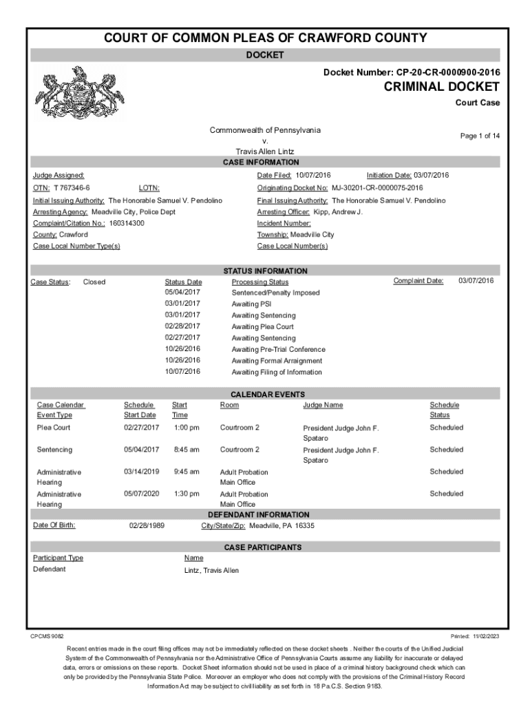 Fillable Online Travis Allen Lintz Fax Email Print - pdfFiller