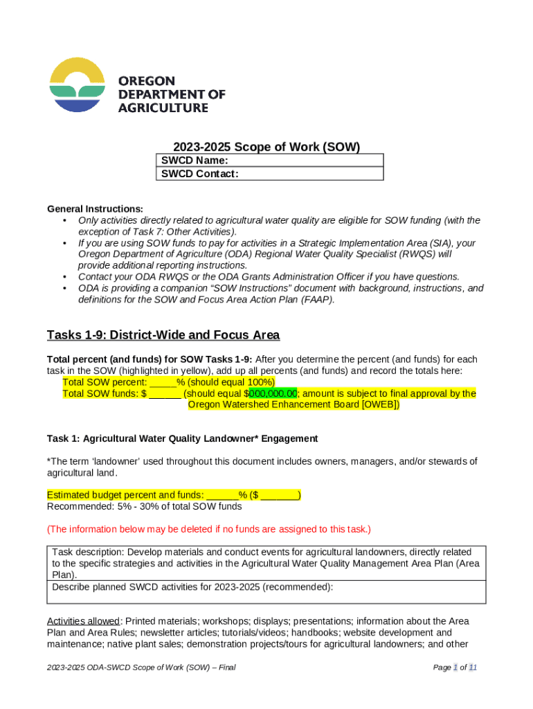 SWCD Scope of Work Doc Template | pdfFiller