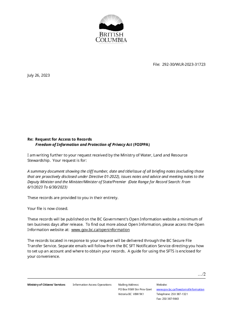 Fillable Online docs openinfo gov bc A guide for using the SFTS is enclosed for Fax Email Print ...