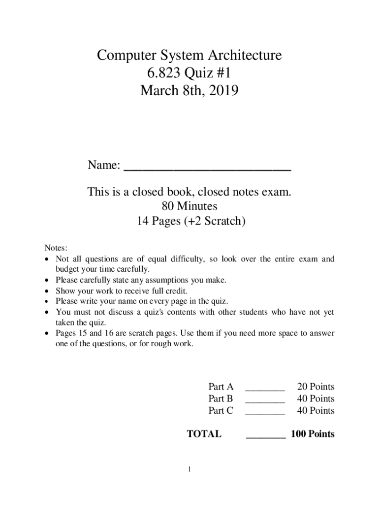 Fillable Online csg csail mit 6.823 Computer System Architecture Prerequisite Self ... Fax Email ...