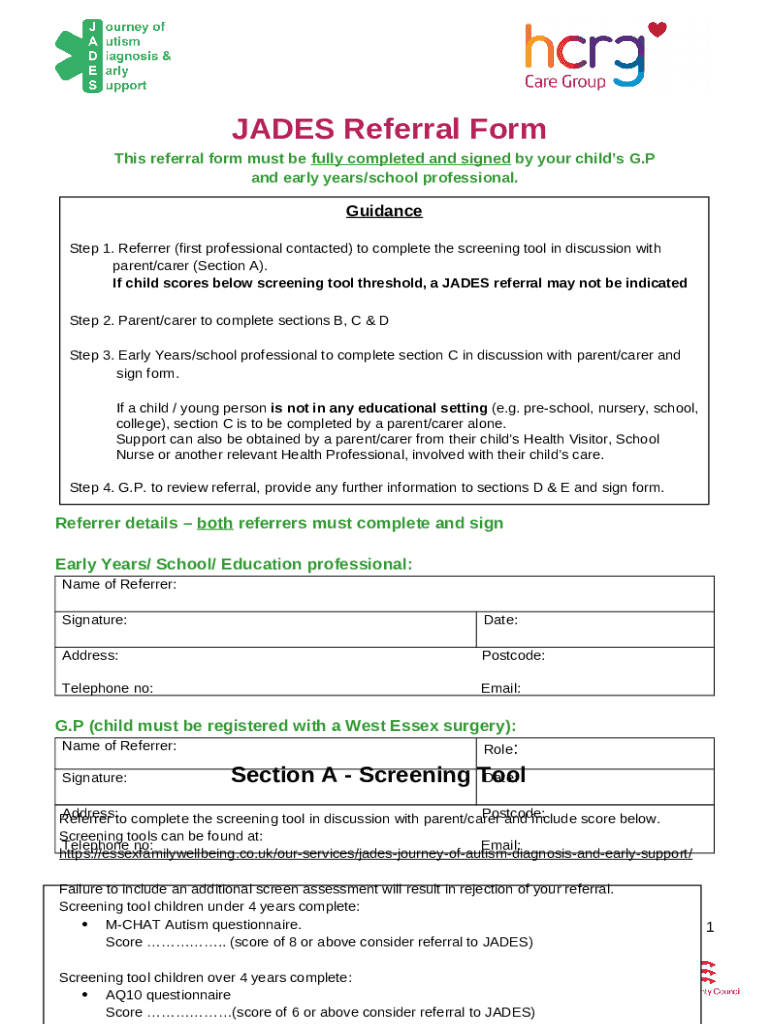Journey to Autism Diagnostic Service (JADES) Doc Template | pdfFiller