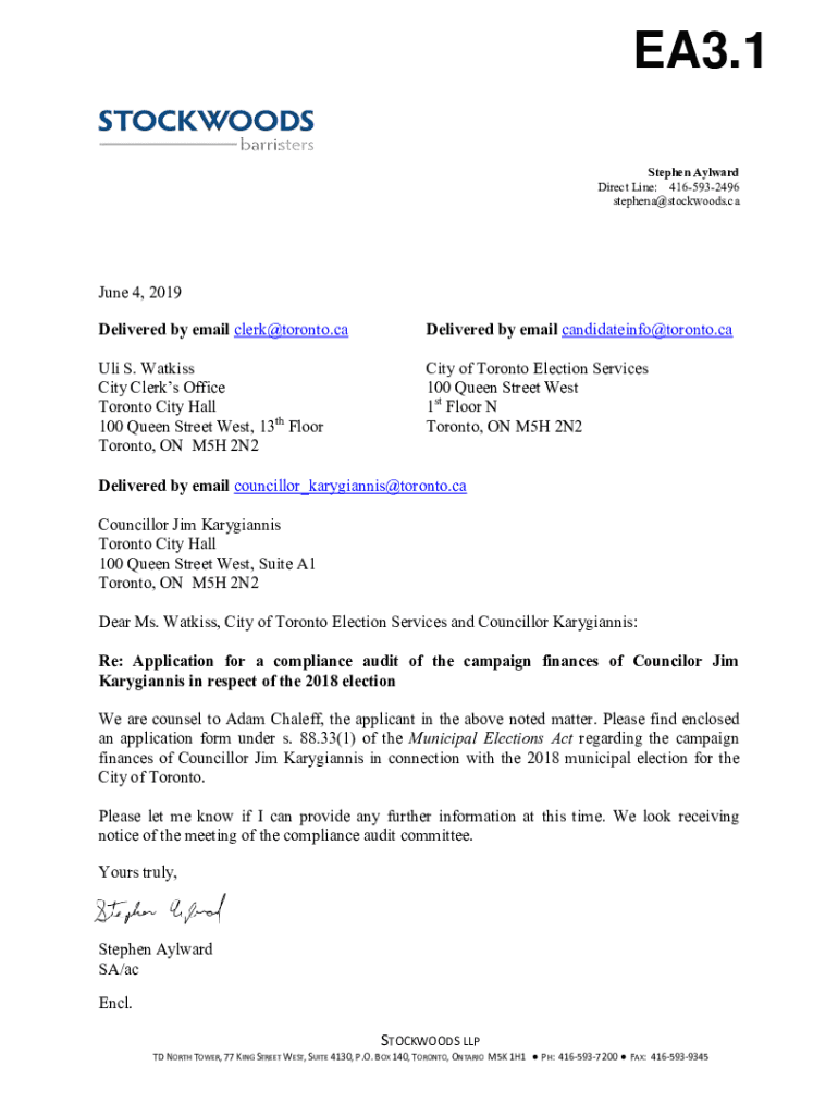 Fillable Online . Compliance Audit Application - Applicant Adam Chaleff ...