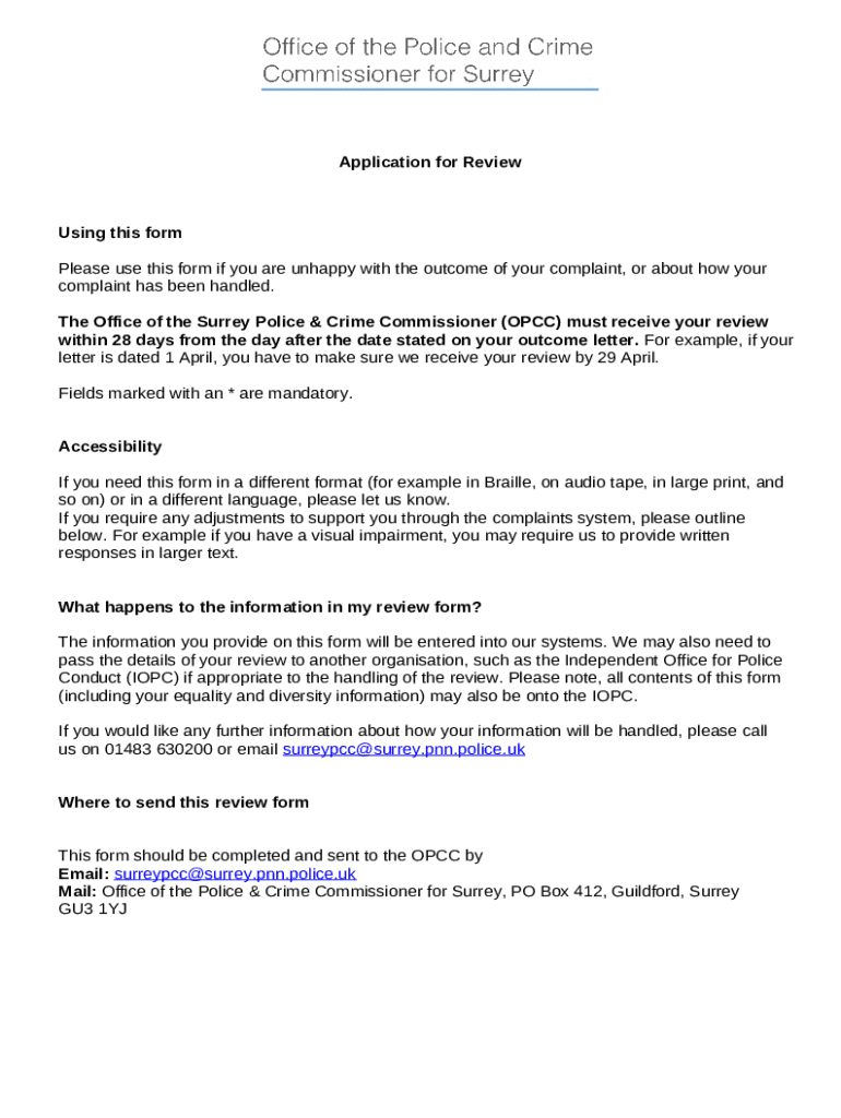 Surrey-OPCC-Complaints-Review-. ... Doc Template | pdfFiller