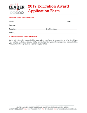Fillable Online 2017 Education Award Application Form Fax Email Print - pdfFiller
