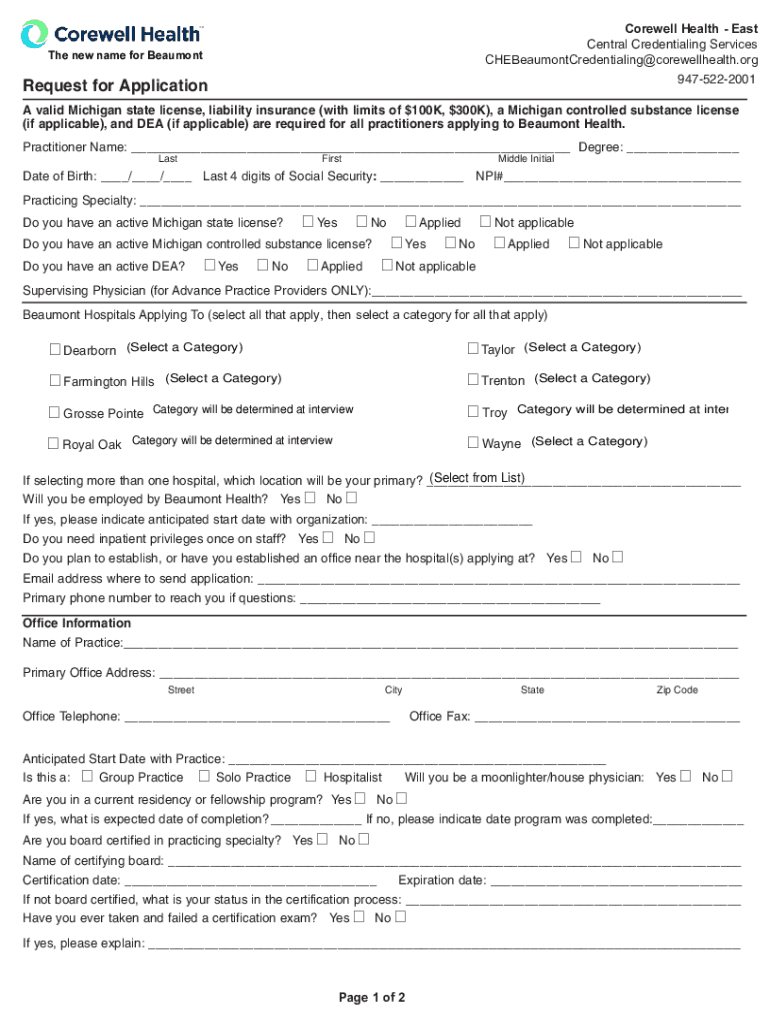 Fillable Online Corewell Health - East Fax Email Print - pdfFiller