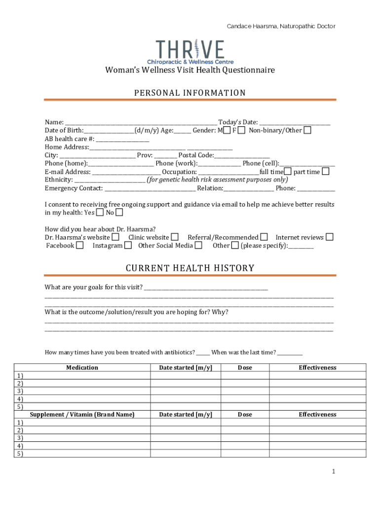 Fillable Online WWV-Health Questionnaire.docx Fax Email Print - pdfFiller