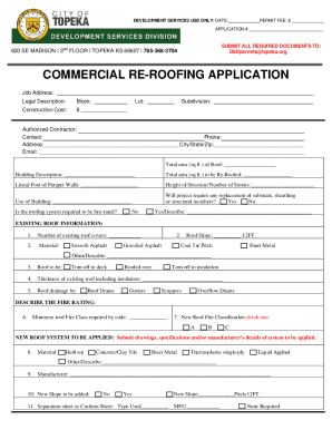 Fillable Online COMMERCIAL RE-ROOFING APPLICATION Fax Email Print ...