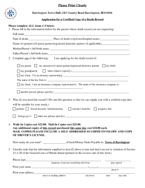 Fillable Online Barrington Town Hall, 283 County Road Barrington, RI ...