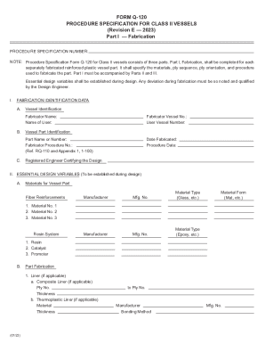 Fillable Online FORM Q-120 PROCEDURE SPECIFICATION FOR CLASS II ... Fax ...