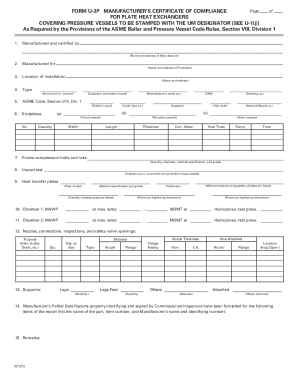 Fillable Online form u-3p manufacturer's certificate of compliance Fax ...