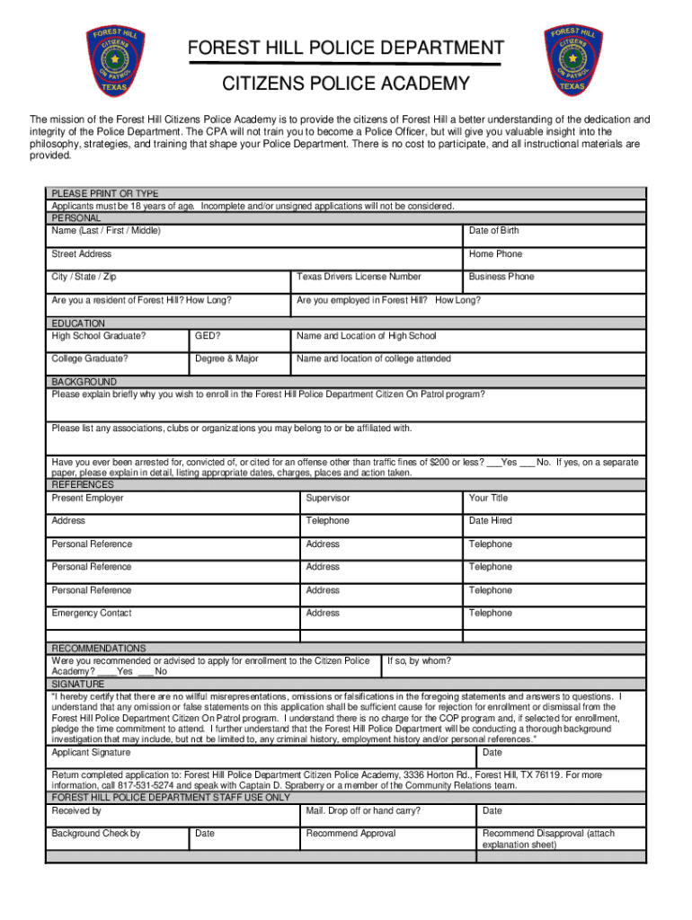 Fillable Online Forest Hill Police Department Fax Email Print - pdfFiller