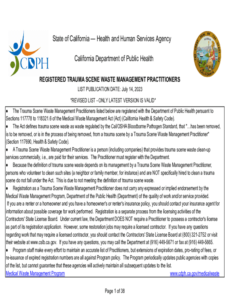 Fillable Online Trauma Scene Waste (TSW) Management Practitioner Checklist Fax Email Print ...