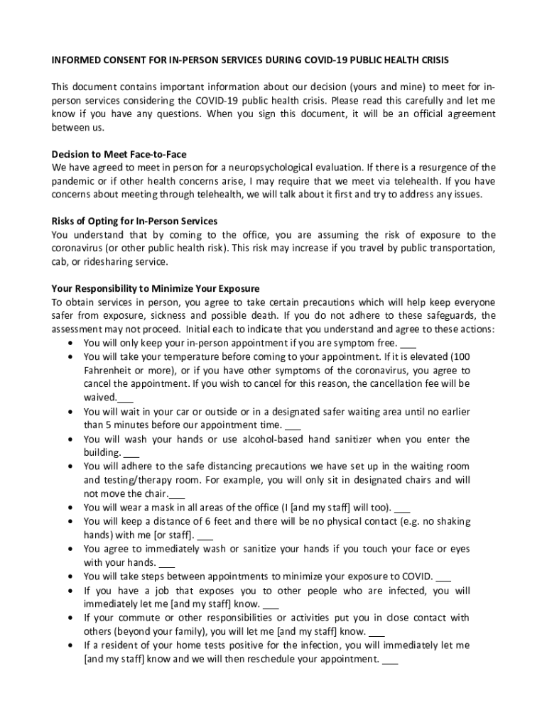 Fillable Online In-Person Services During the COVID-19 Public Health Crisis Fax Email Print ...