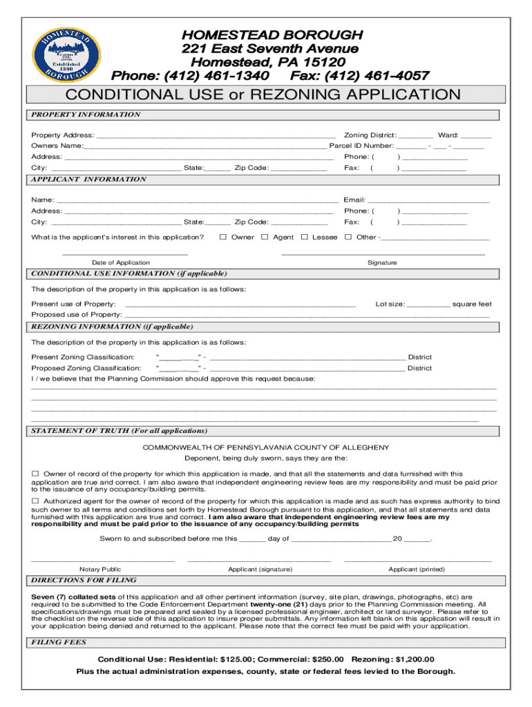 Fillable Online APPLICATION FOR REZONING/CONDITIONAL USE ... Fax Email Print - pdfFiller