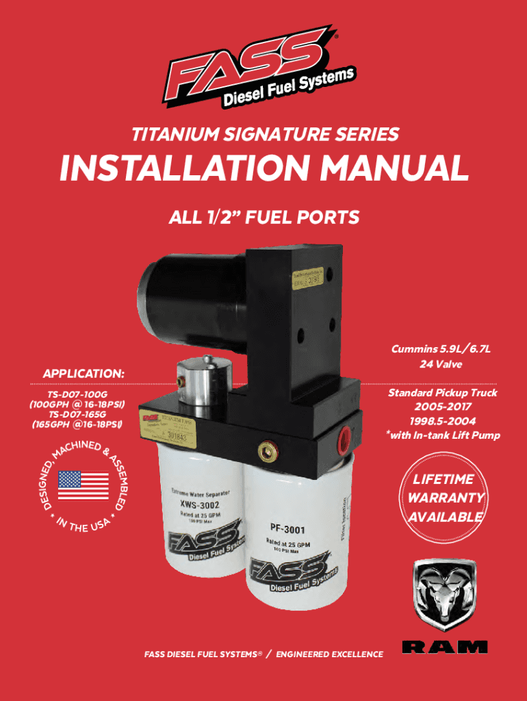 Fillable Online FASS Titanium Signature Series 165GPH Lift Pump for 05 ...