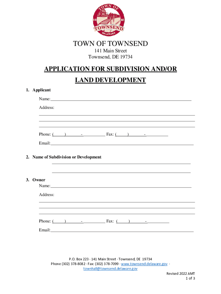 Fillable Online Major Subdivision or Land Development Checklist Fax ...