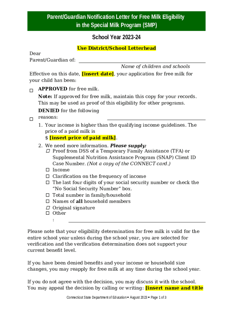 Free Milk Ination/Application Doc Template | pdfFiller