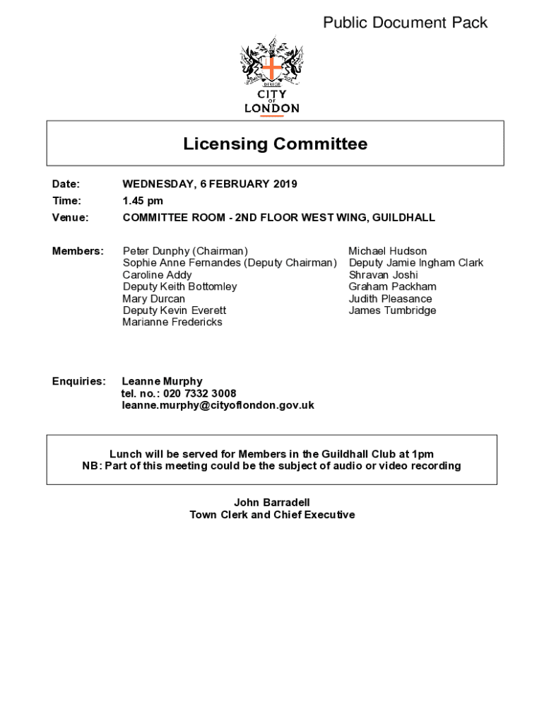 Fillable Online democracy cityoflondon gov REPORT - Pandemic - licenced ...