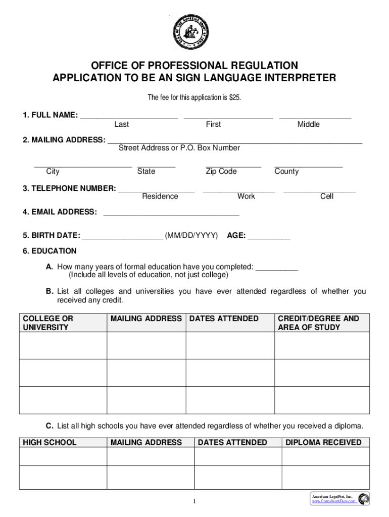 Fillable Online Sign Language Interpreter Contracts and Resources ...