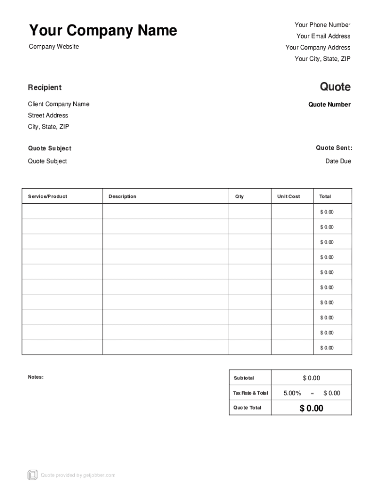 Fillable Online Free online quote template Free Invoice Generator Fax Email Print - pdfFiller