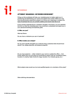Fillable Online Attorney Branding Worksheet - Infoworks! Fax Email ...
