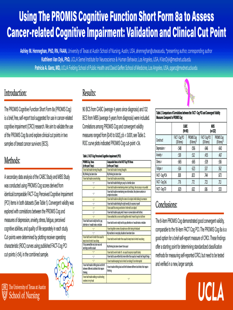 Fillable Online Using The Promis Cognitive Function Short Form 8a To