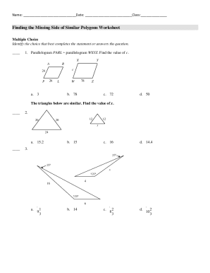 Fillable Online Finding the Missing Side of Similar Polygons Worksheet ...