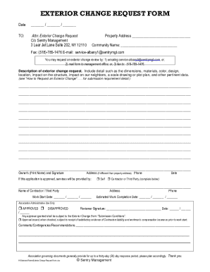 Fillable Online exterior change request form Fax Email Print - pdfFiller