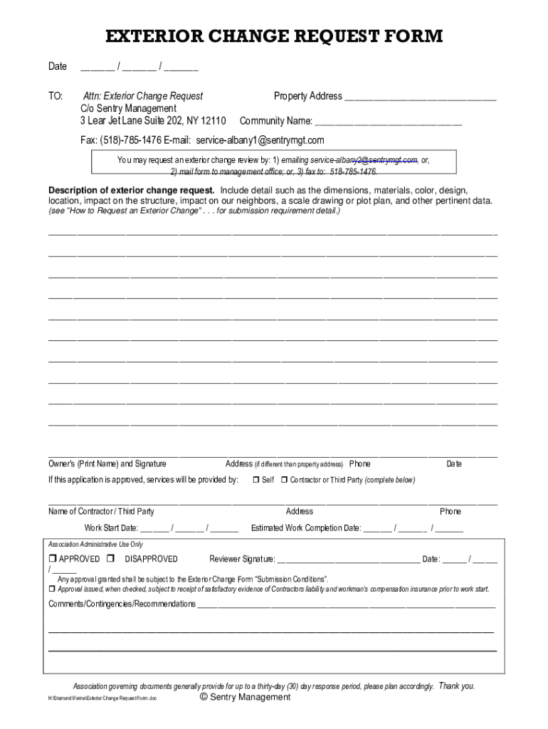 Fillable Online exterior change request form Fax Email Print - pdfFiller