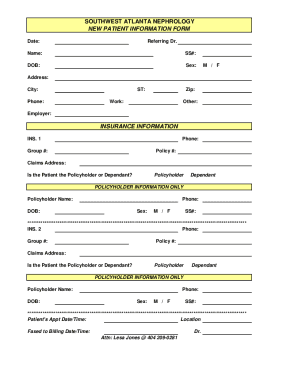 Fillable Online NEW PATIENT INFORMATION SHEET - PDF Free Download Fax ...