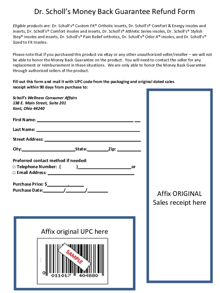 Dr Scholls Money Back Guarantee