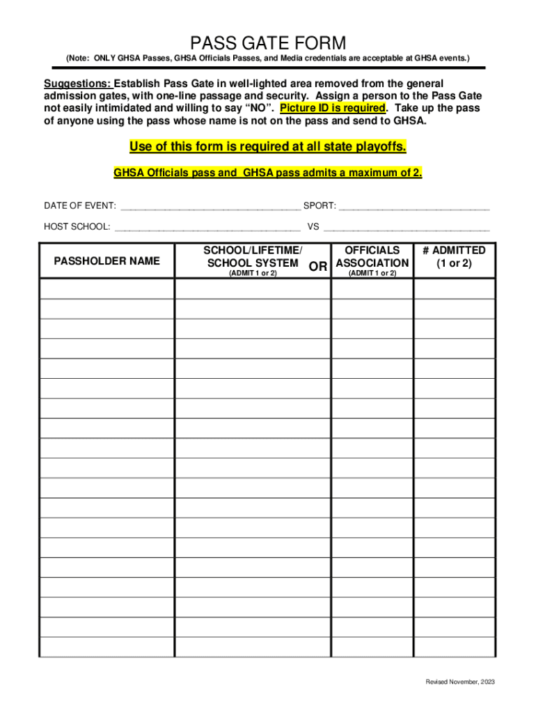 Fillable Online Ghsa Passes - Fill and Sign Printable Template Online ...
