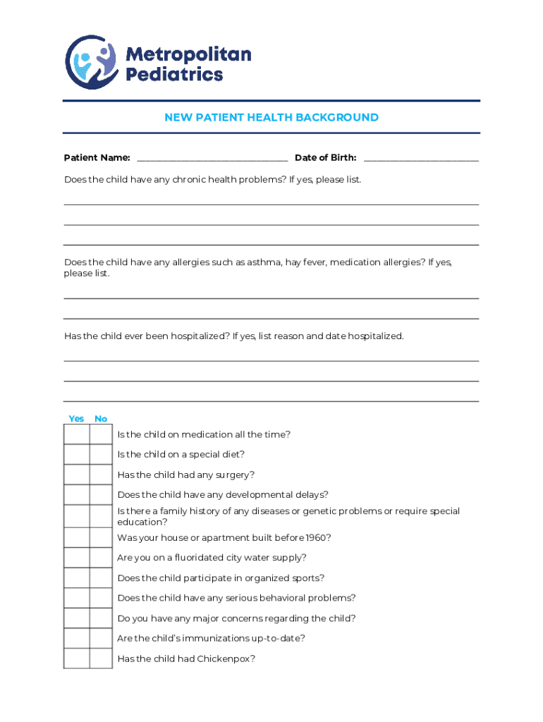 Fillable Online Patient Medical History Form - Northside Pediatrics Fax Email Print - pdfFiller