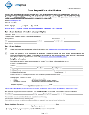 Fillable Online Fillable Online Exam Request Form - CWB Group Fax Email ...
