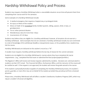 Fillable Online Hardship Withdrawal Policy and Process Form Fax Email ...