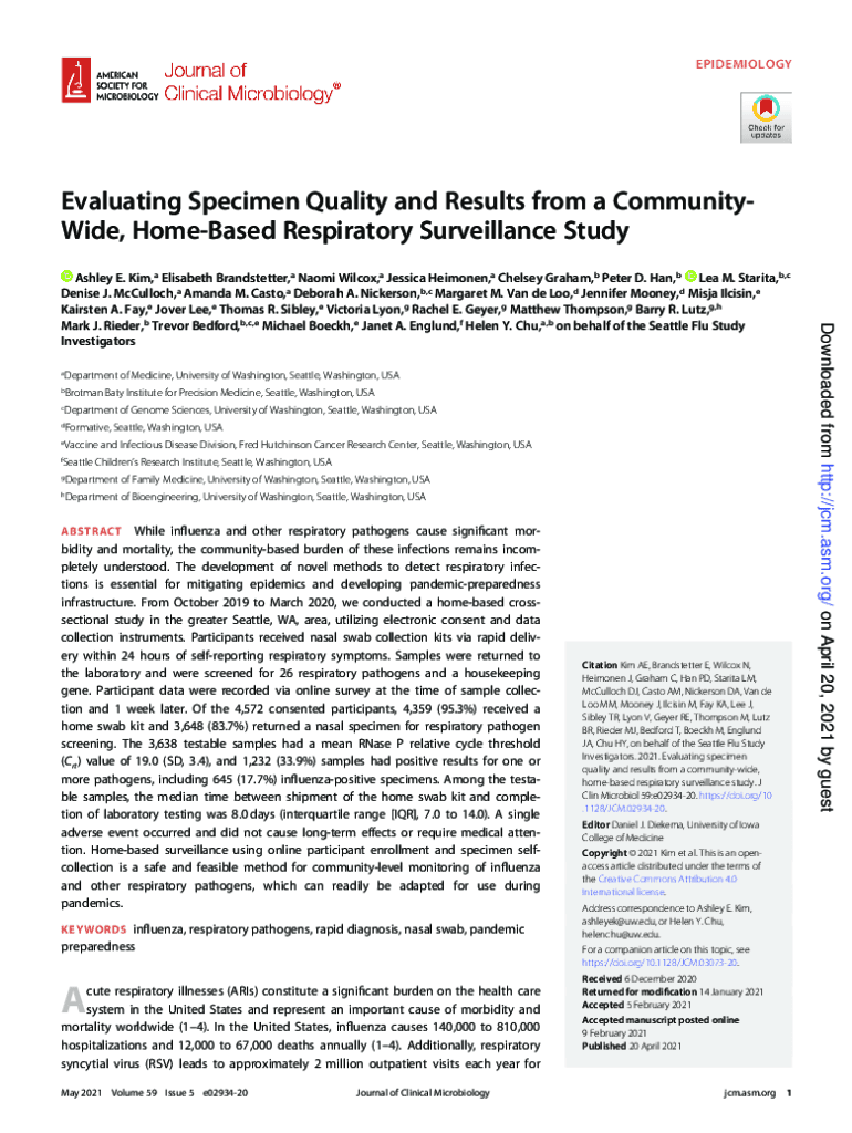 Fillable Online Evaluating Specimen Quality and Results from a ... Fax ...