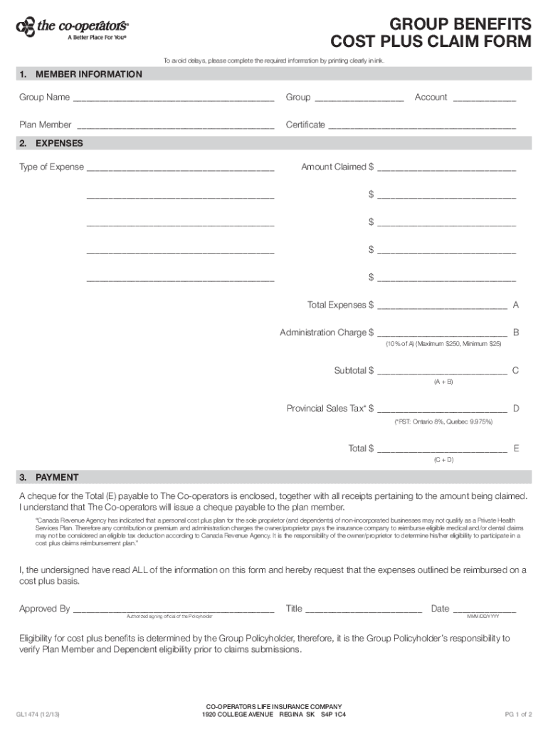 Fillable Online Cost Plus Reimbursment Form. Cost Plus Reimbursment ...