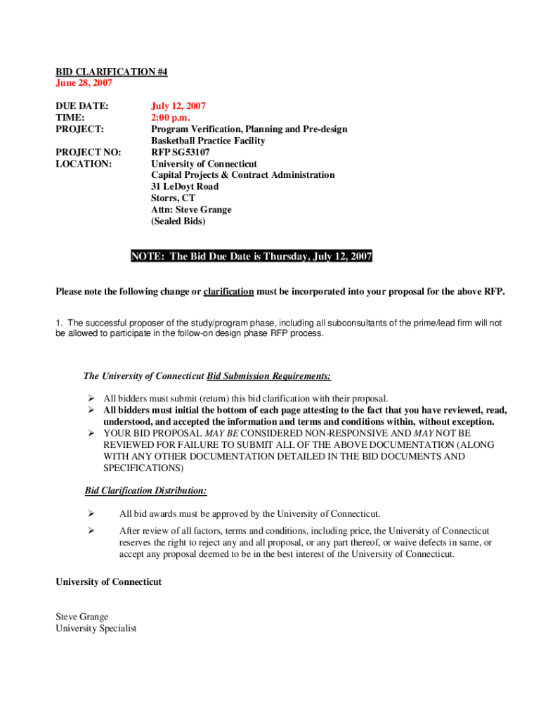 Fillable Online Bid Clarification: why and when is it required? Fax ...